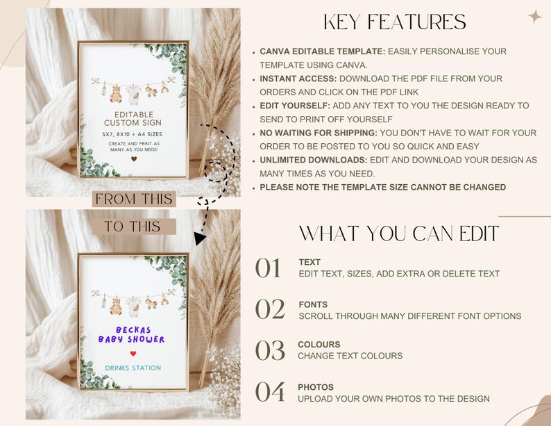 Gender Neutral Baby Shower Sign – Printable Editable Eucalyptus ...