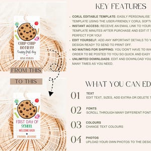 Cookie Printable Gift Tag, Back to School Editable Tag, Student Teacher ...