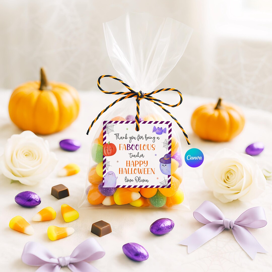 Halloween Teacher Gift Tag – Canva Printable Editable Classroom ...