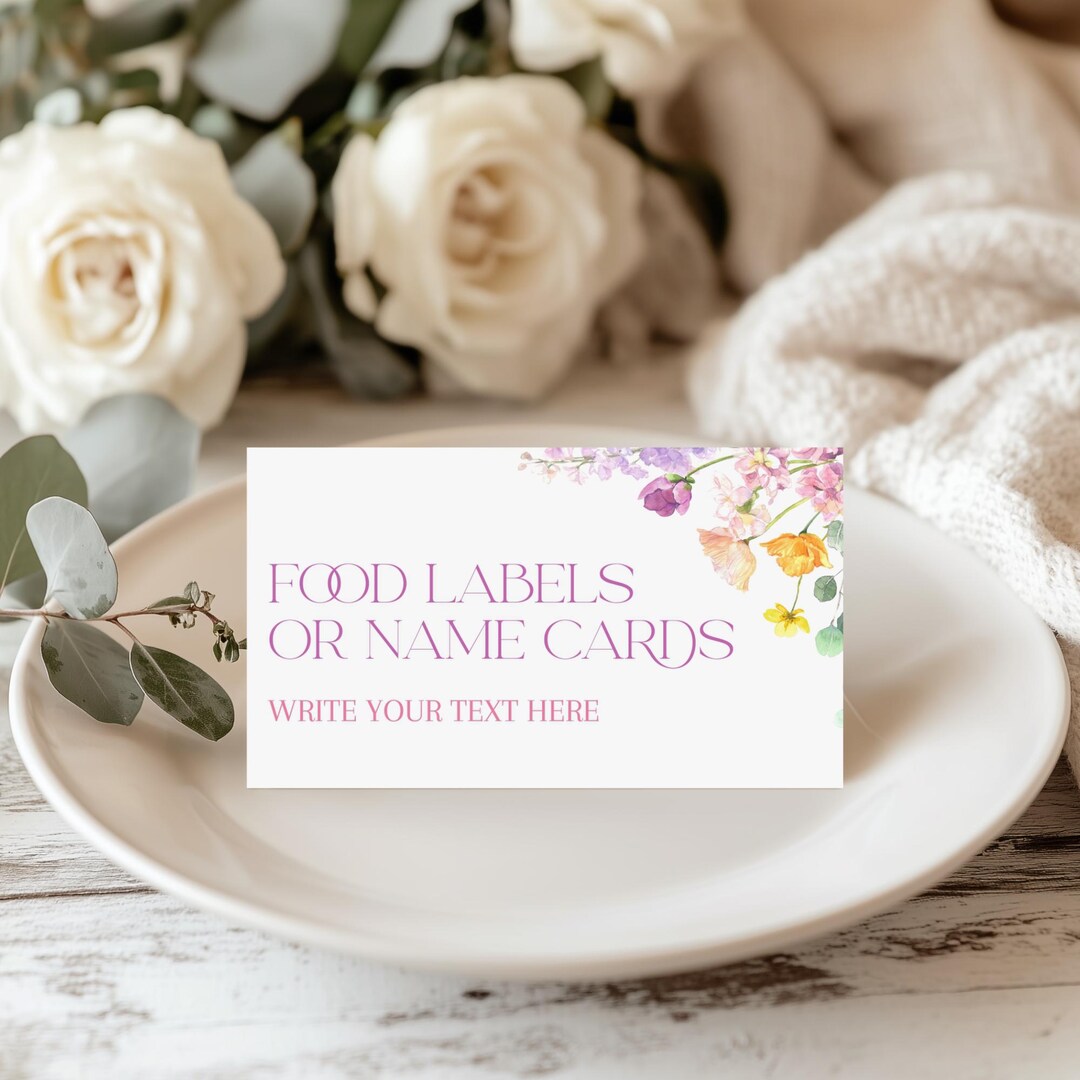 Floral Wildflower Name Cards, Printable Spring Summer Dinner Name Cards ...
