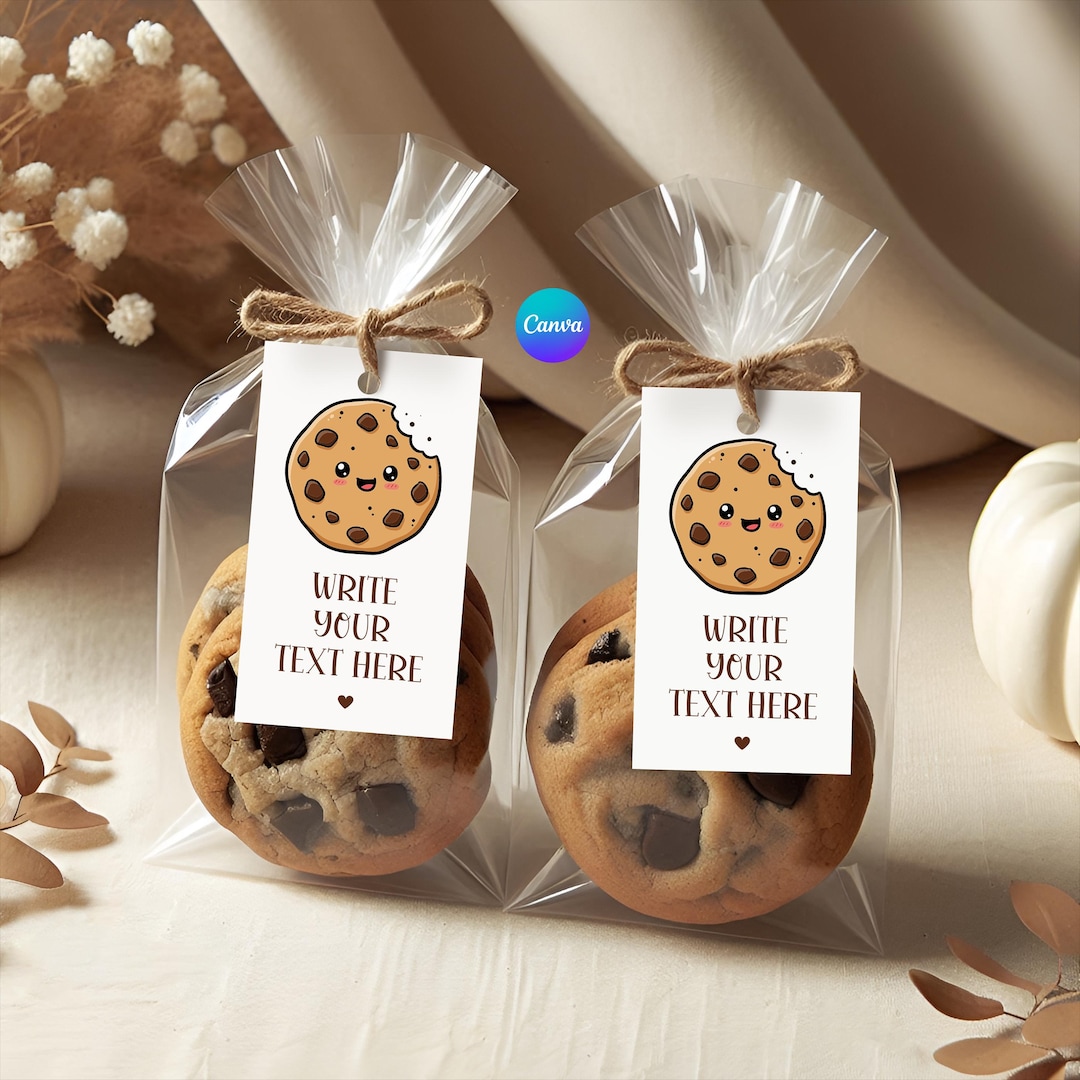 Cookie Printable Gift Tag, Canva Editable Tag, Teacher Apprecitation ...