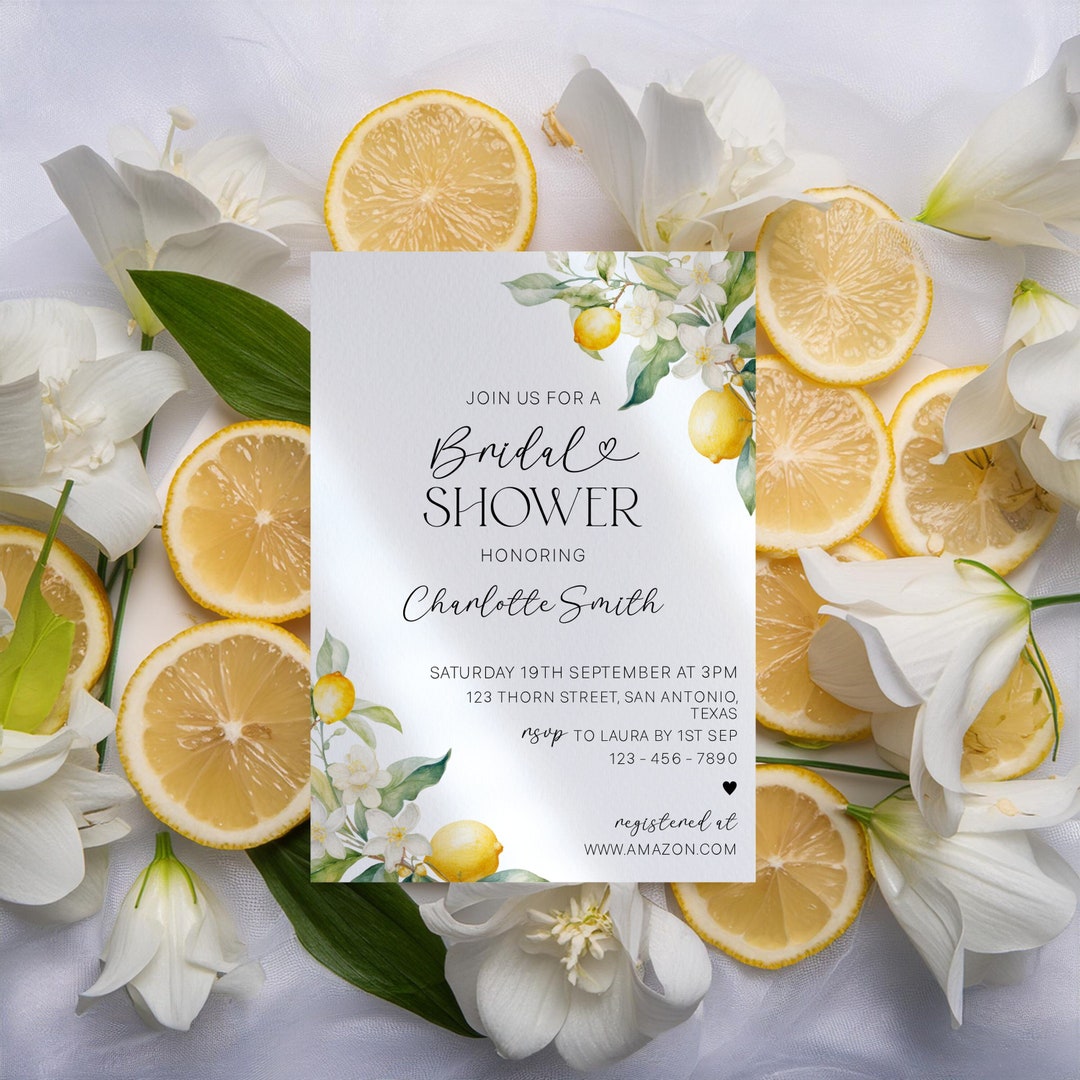 Lemon Bridal Shower Invitation, Citrus Editable Printable Invitation ...