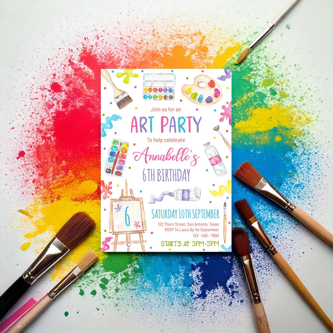 Art Party Birthday Invitation, Editable Printable Painting Party ...