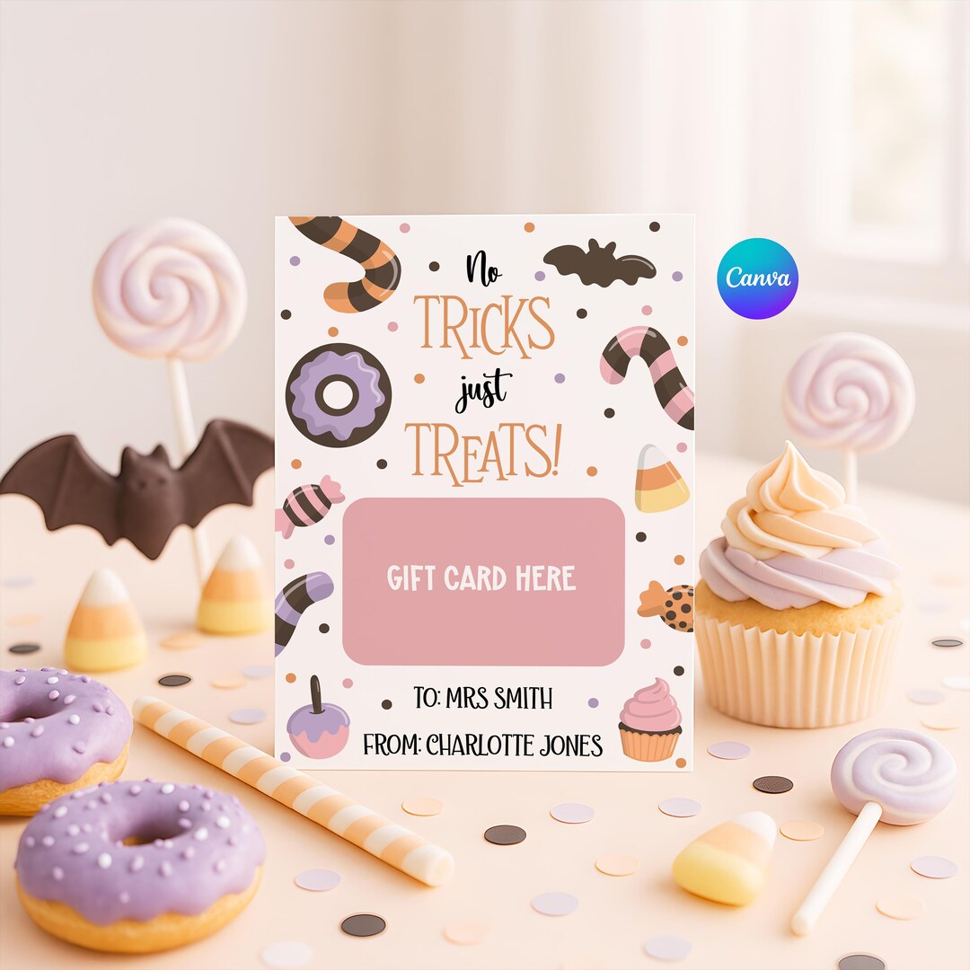Teacher Halloween Gift Card Holder, Canva Editable Printable Teacher ...