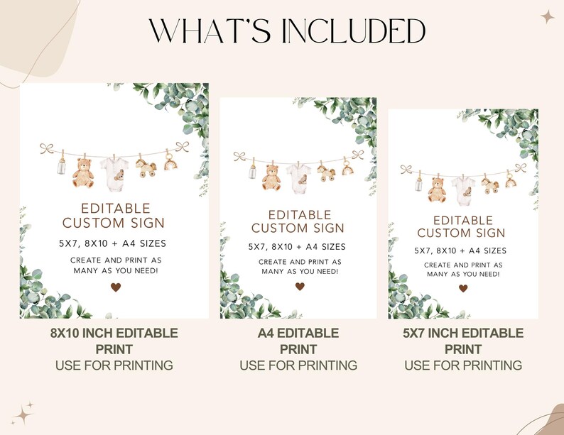 Gender Neutral Baby Shower Sign – Printable Editable Eucalyptus ...