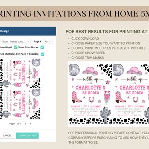 First Rodeo Girl Birthday Invitation, Cowgirl Western Printable ...