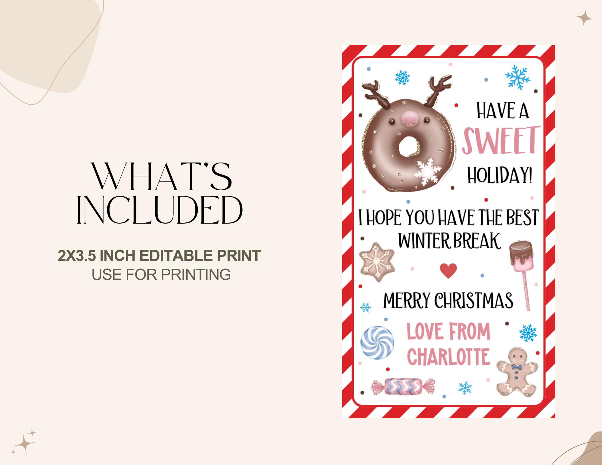 Sweet Treat Christmas Gift Tag, Canva Holiday Candy Printable Tag ...
