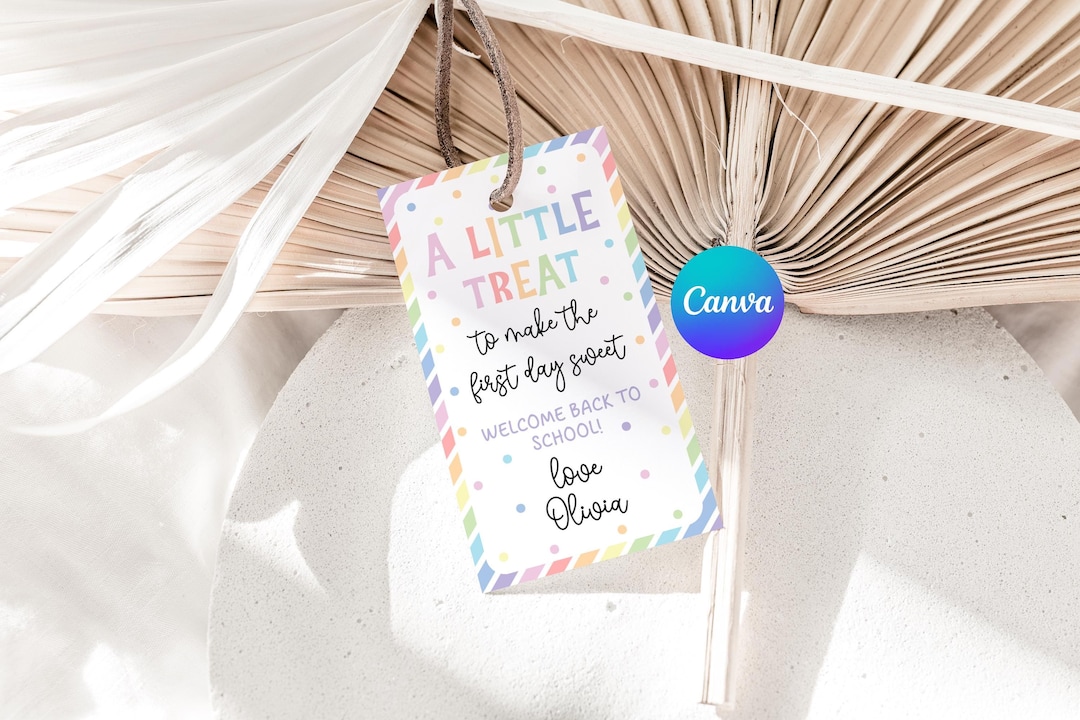Back to School Gift Tag: Sweet Treat Pastel Rainbow Printable (canva ...