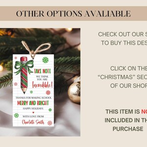 Penguin Christmas Printable Gift Tag, Student Teacher Editable Gift Tag ...