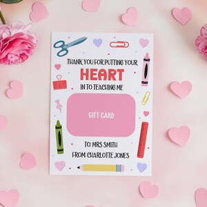 Teacher Valentines Gift Card Holder, Editable Printable Teacher Gift ...