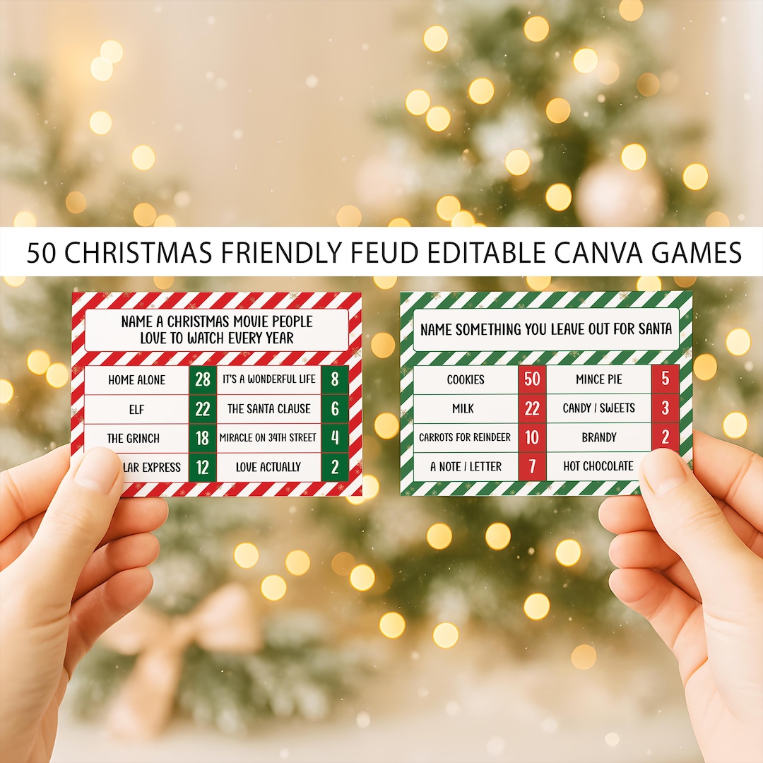 Christmas Family Feud Canva Game, Printable Editable Friendly Feud ...