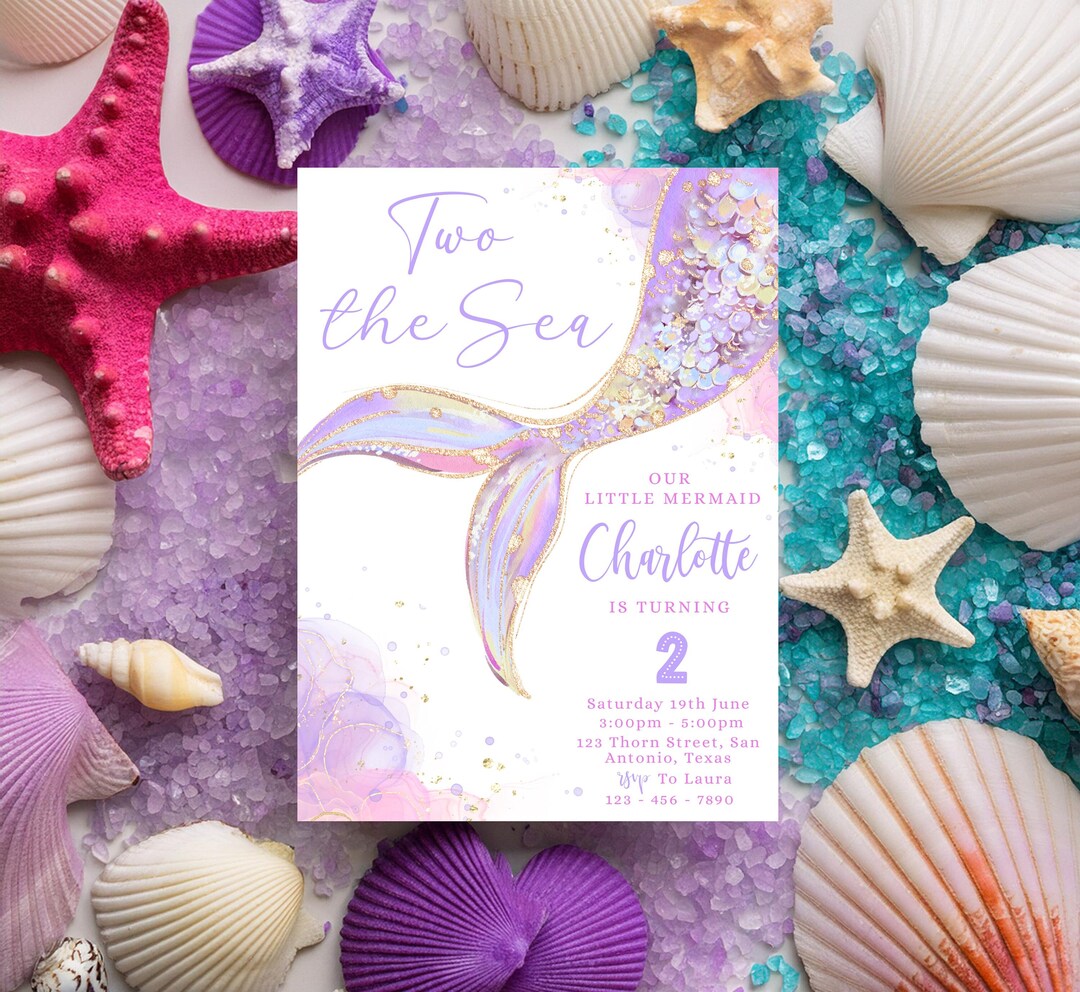 Two the Sea Birthday Invitation, Under the Sea Editable Printable ...