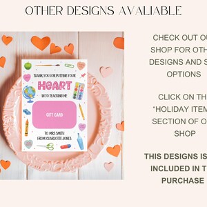 Teacher Valentines Gift Card Holder, Editable Printable Teacher Gift ...