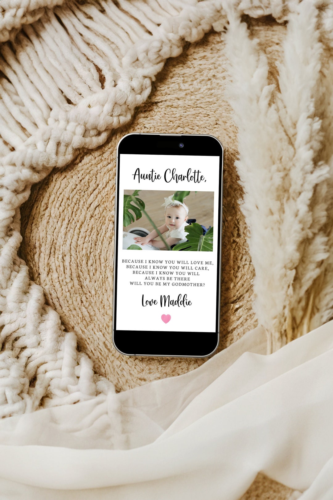 Will You Be My Godmother Proposal Phone Card,editable Godmother Card ...
