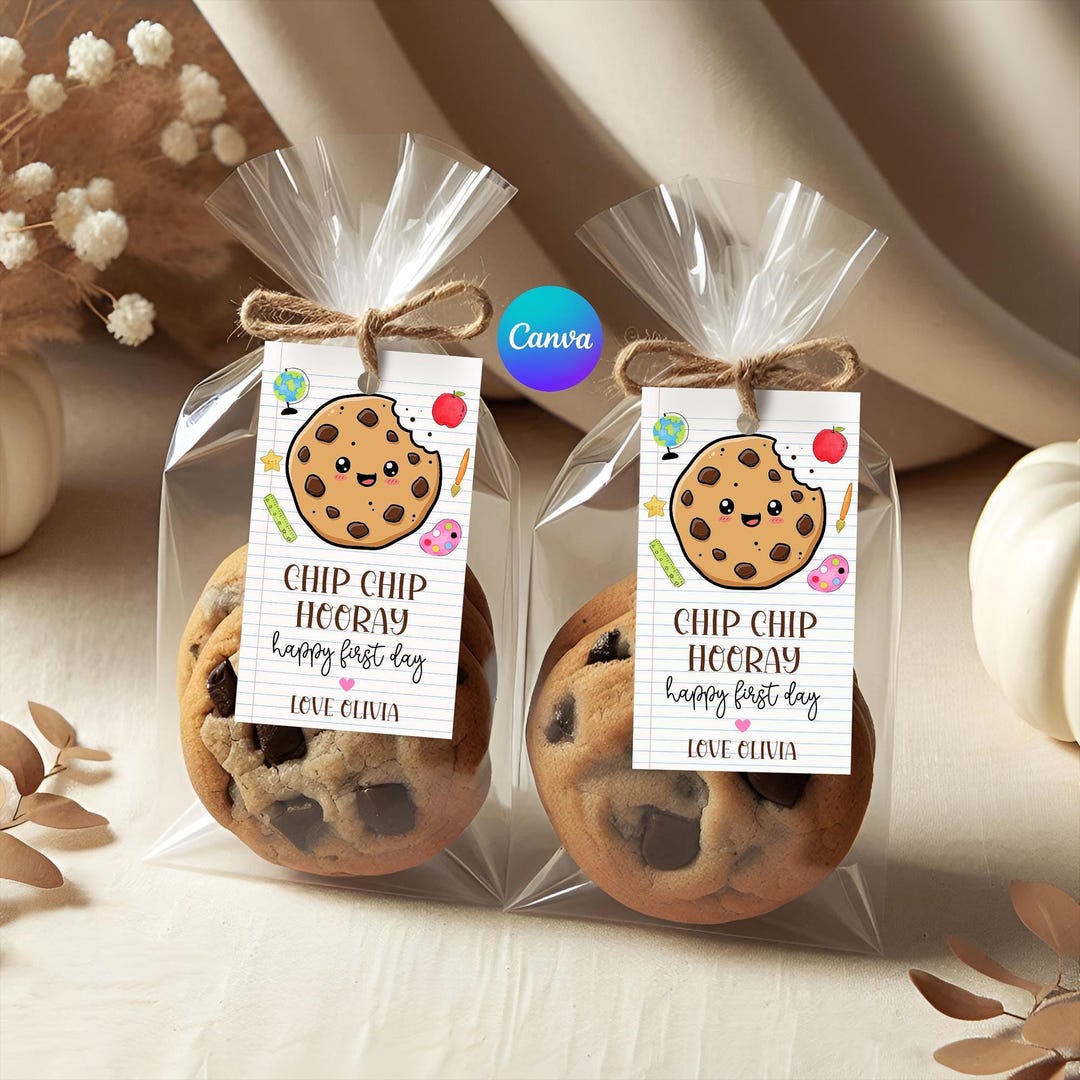 Cookie Printable Gift Tag, Canva Back to School Editable Tag, Student ...