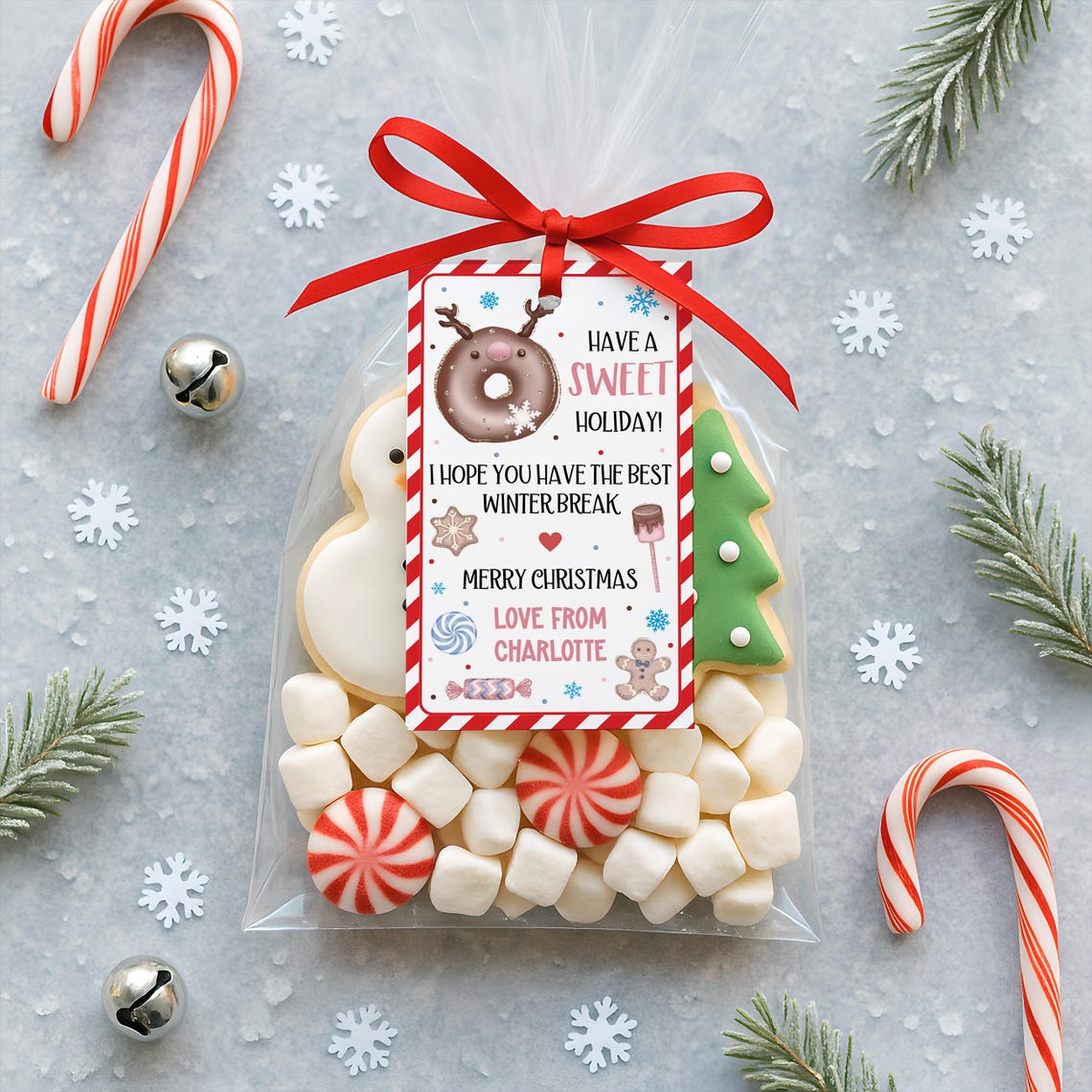 Sweet Treat Christmas Gift Tag, Canva Holiday Candy Printable Tag ...