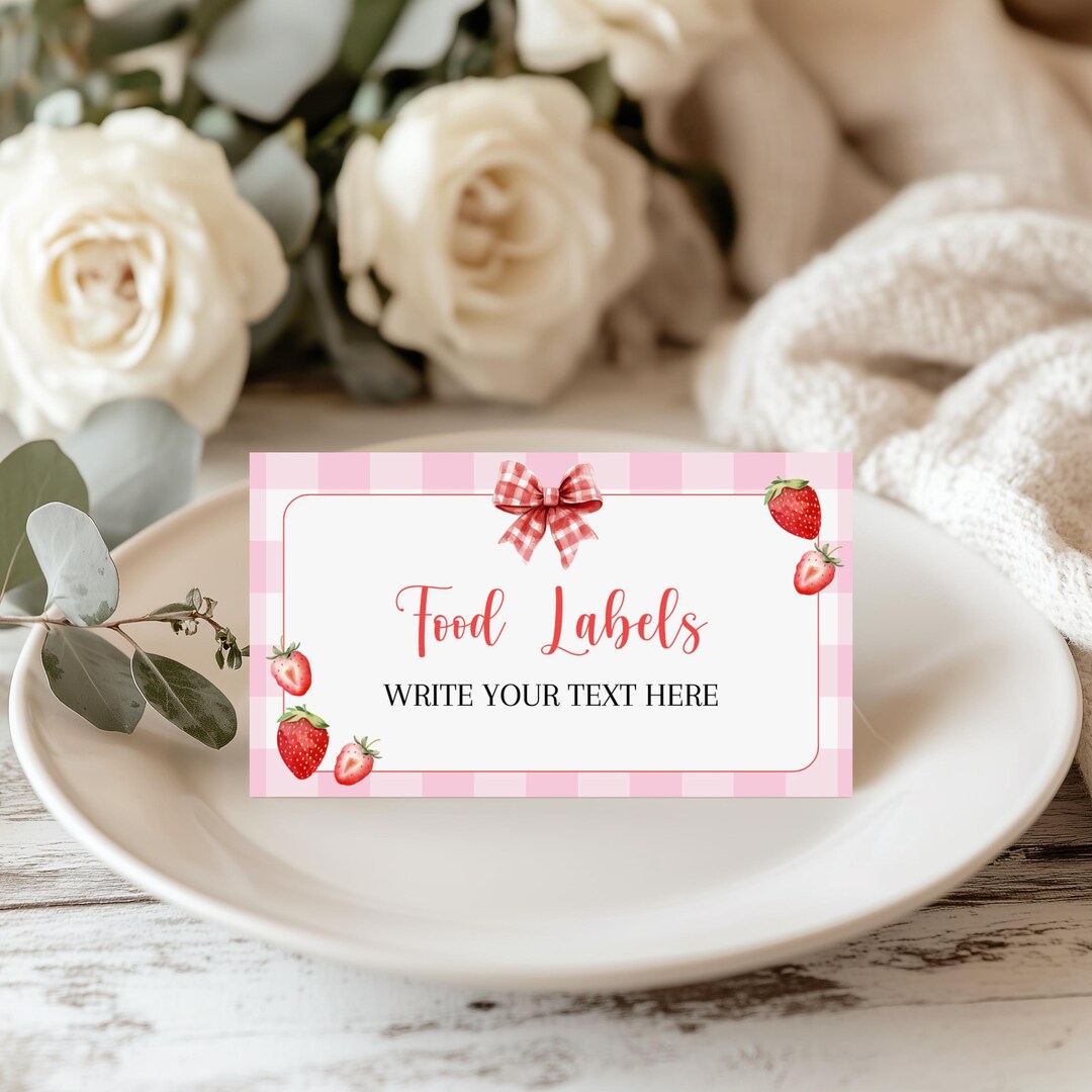 Berry Food Labels Name Cards, Printable Spring Summer Dinner Name Cards ...