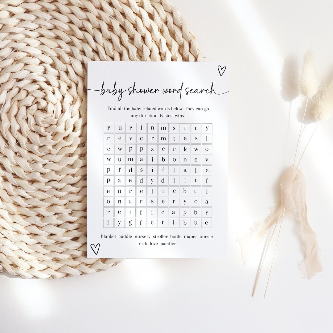 Baby Shower Word Search Game, Baby Shower Activity, Printable Baby ...