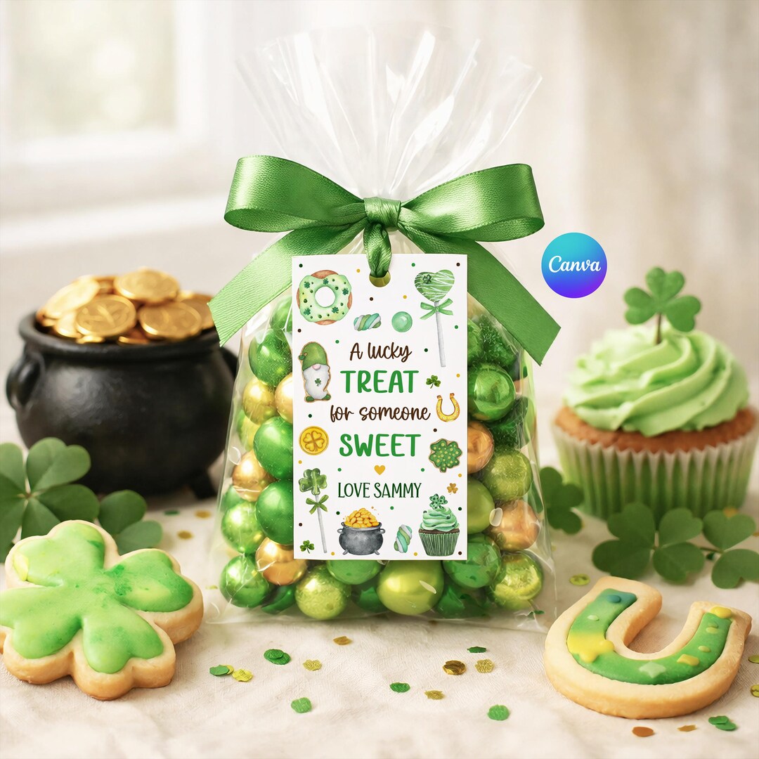 Editable St Patrick’s Day Canva Gift Tag – Lucky Shamrock Classroom ...