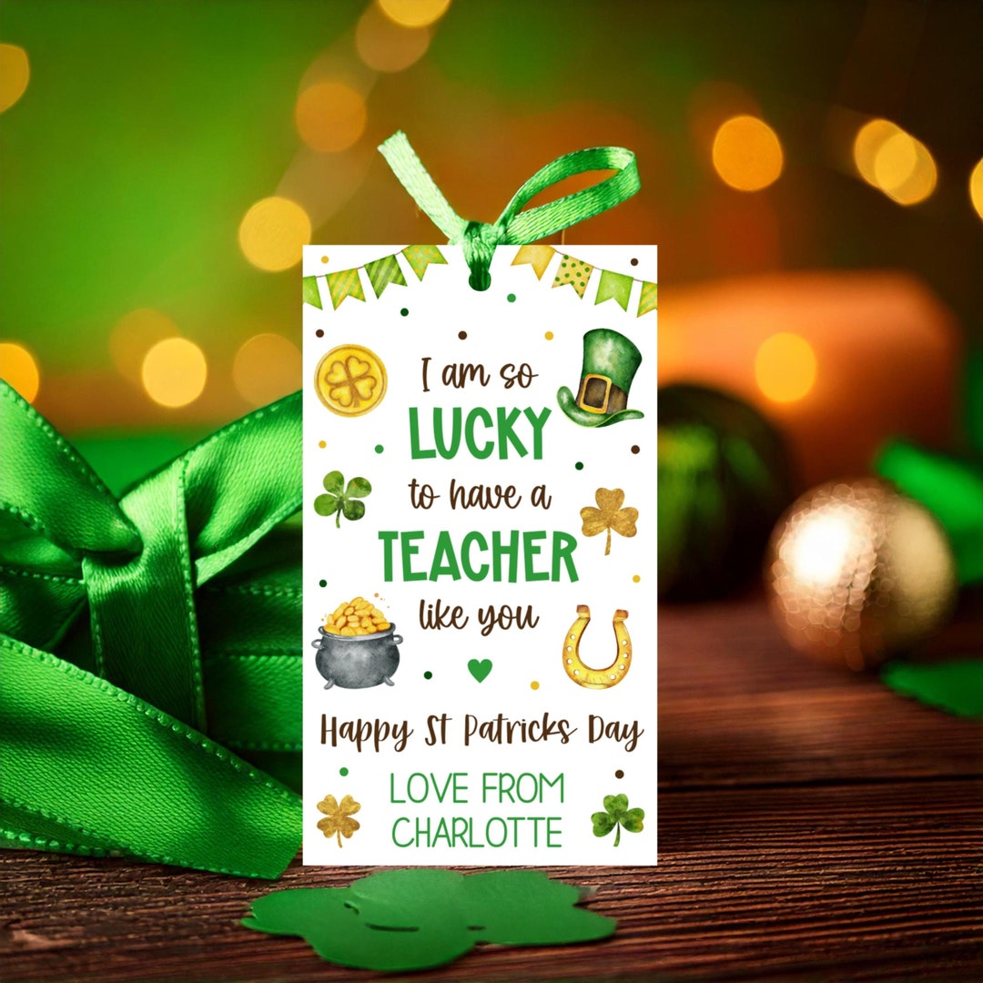 St Patricks Teacher Gift Tag, Student Classroom Printable Gift Tag ...
