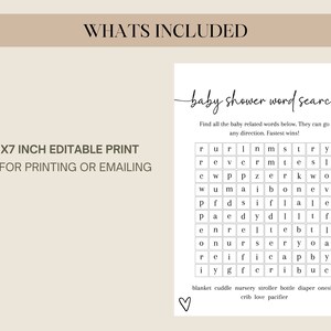 Baby Shower Word Search Game, Baby Shower Activity, Printable Baby ...