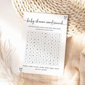 Baby Shower Word Search Game, Baby Shower Activity, Printable Baby ...