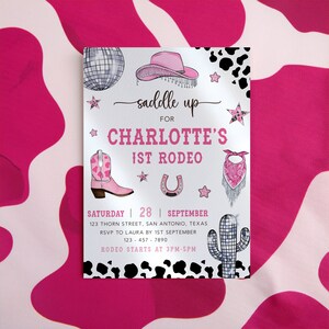 First Rodeo Girl Birthday Invitation, Cowgirl Western Printable ...