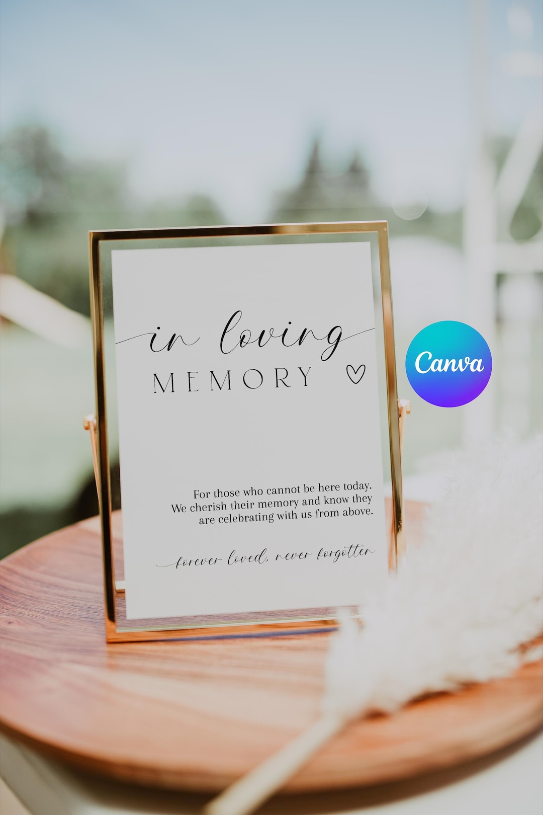 In Loving Memory Printable Sign, Canva Wedding Memorial Editable Sign ...