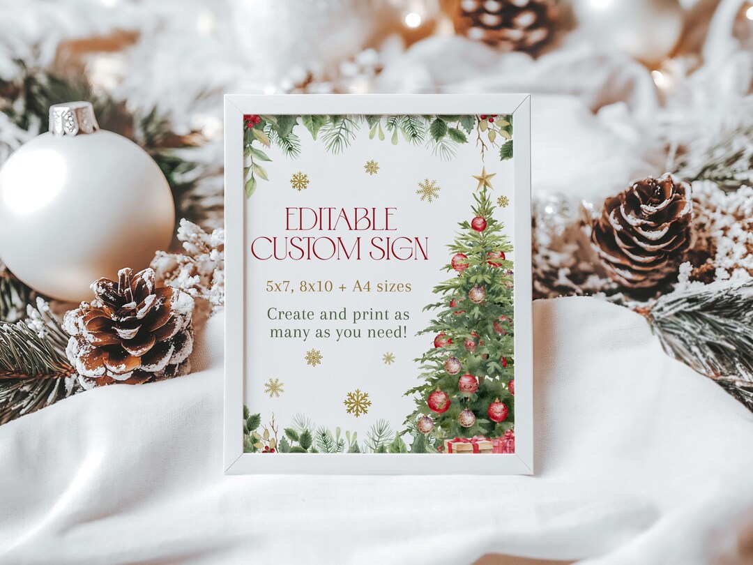 Christmas Editable Printable Custom Sign, Holiday Print at Home Sign ...