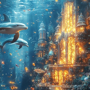 Dolphins DIY Diamond Painting Kit, Full Square and Round Drill, Diamond ...