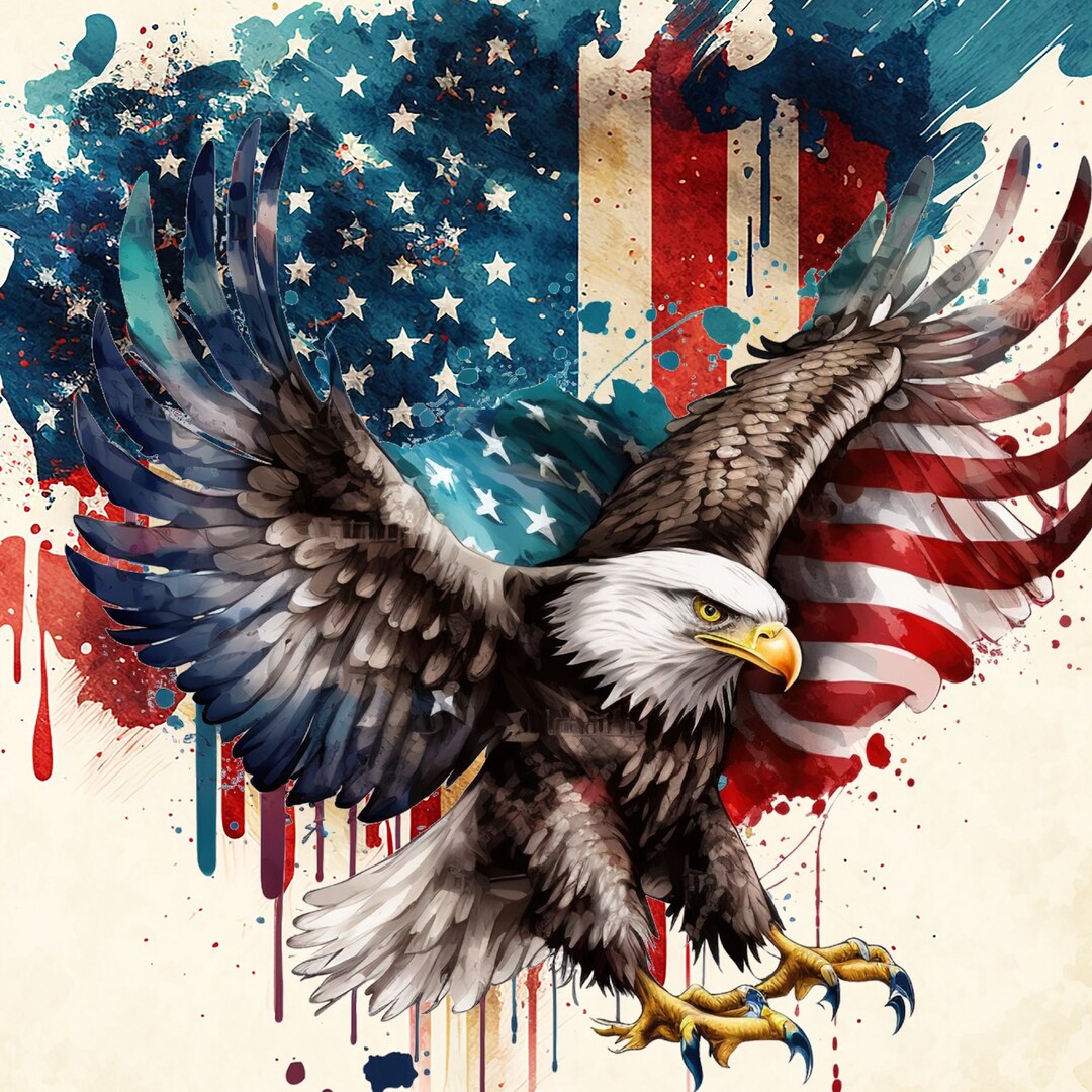 Eagle American Flag, DIY Diamond Painting Kit, Full Square and Round ...