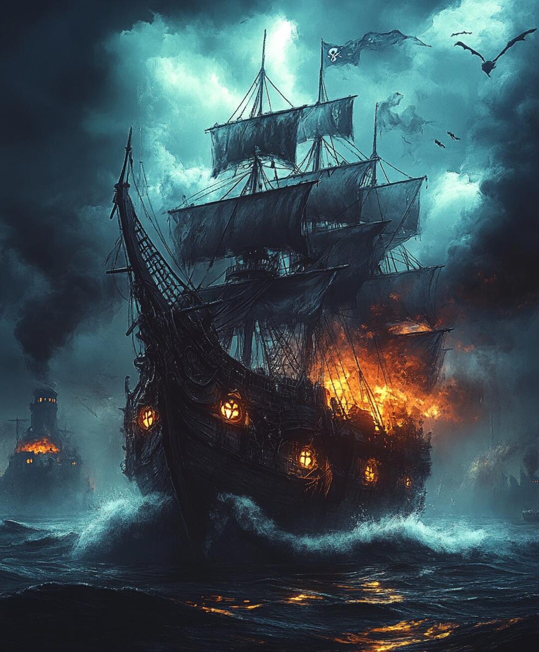 Pirate Ship DIY Diamond Painting Kit, Full Square and Round Drill ...