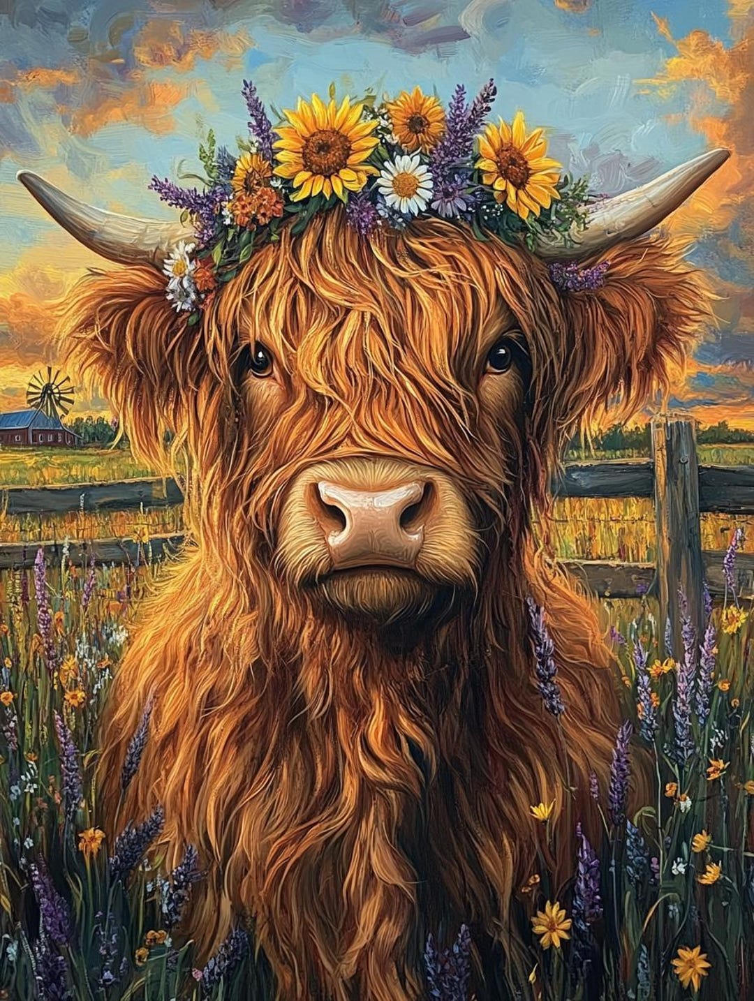 Highland Cow DIY Diamond Painting Kit, Full Square and Round Drill ...