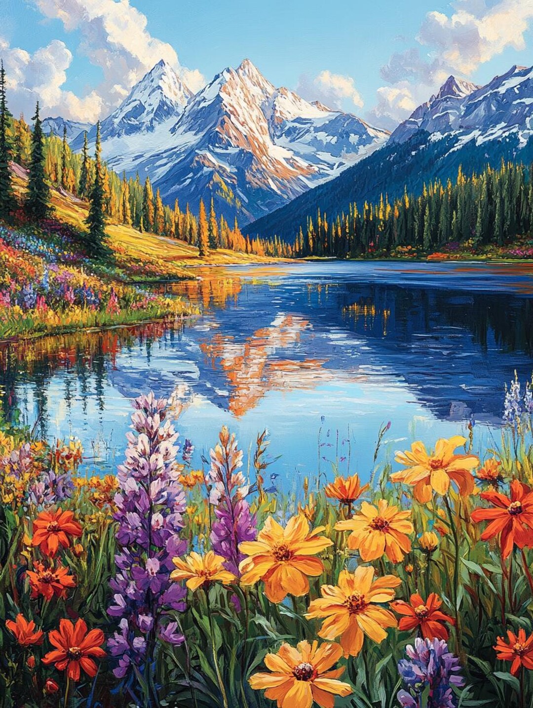 A Serene Mountain Lake DIY Diamond Painting Kit, Full Square and Round ...