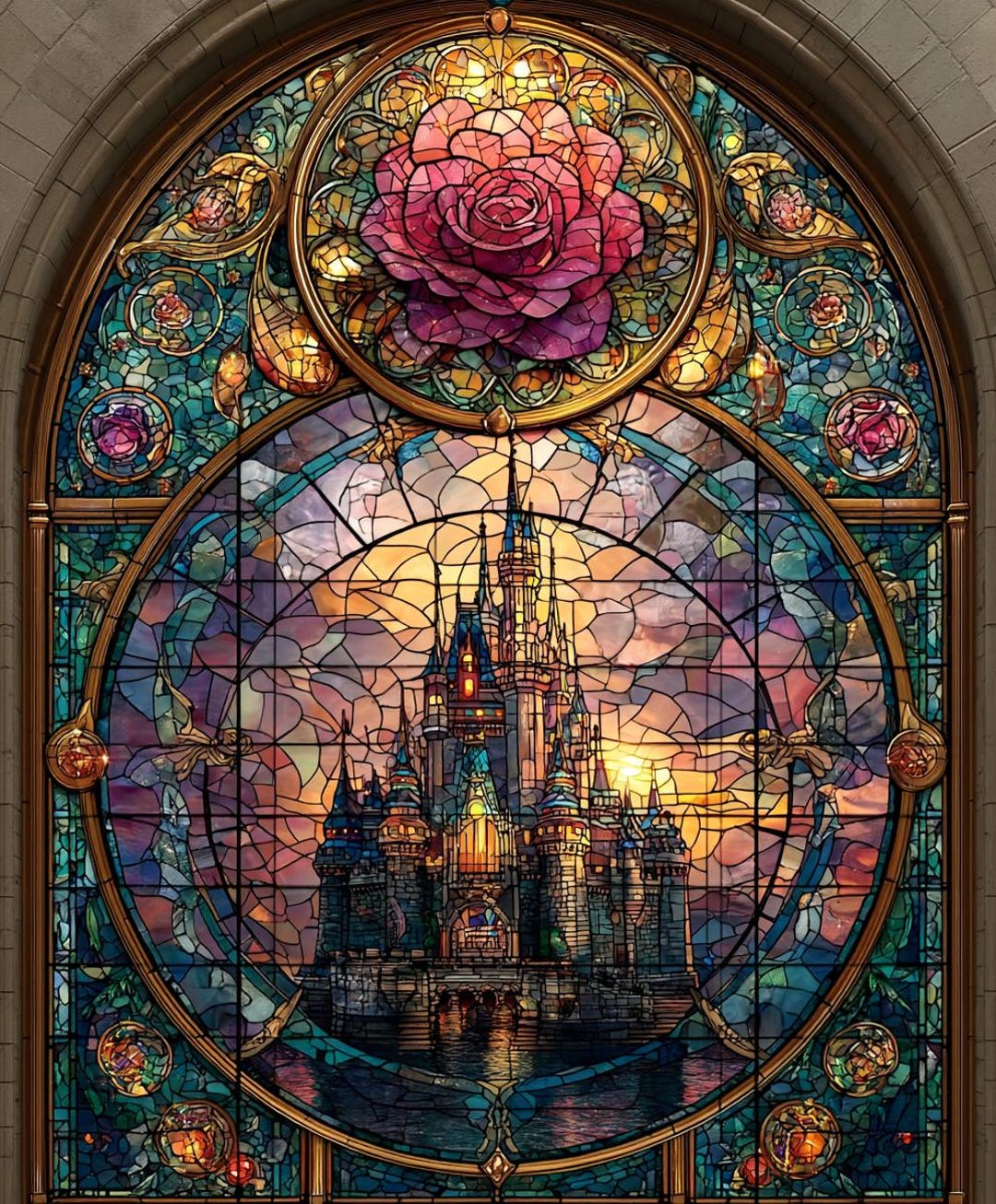 Castle Stained Glass Diamond Painting Kit, Full Square and Round Drill ...