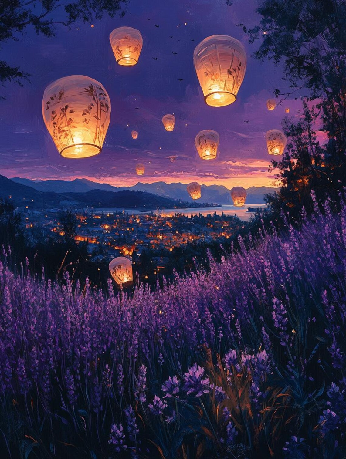 Floating Lanterns DIY Diamond Painting Kit, Full Square and Round Drill ...