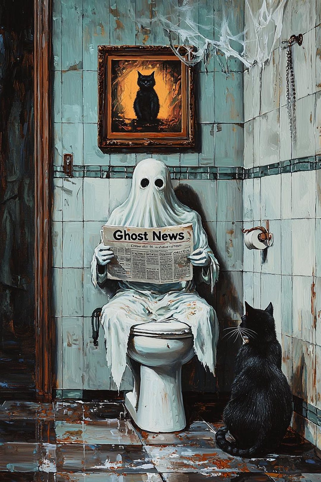 Ghost Reading Newspaper DIY Diamond Painting Kit, Full Square and Round ...
