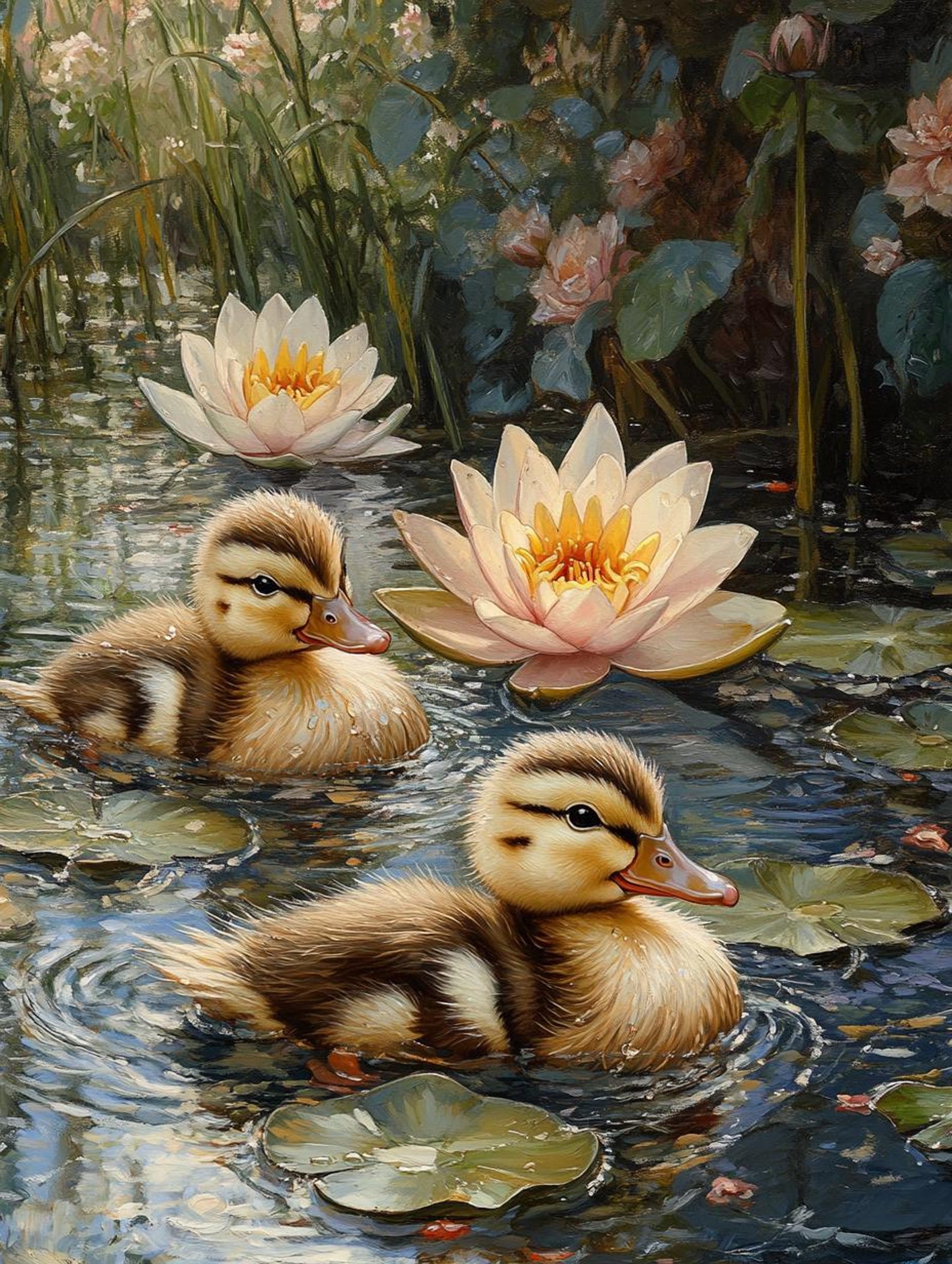 Baby Ducks Swimming DIY Diamond Painting Kit, Full Square and Round ...