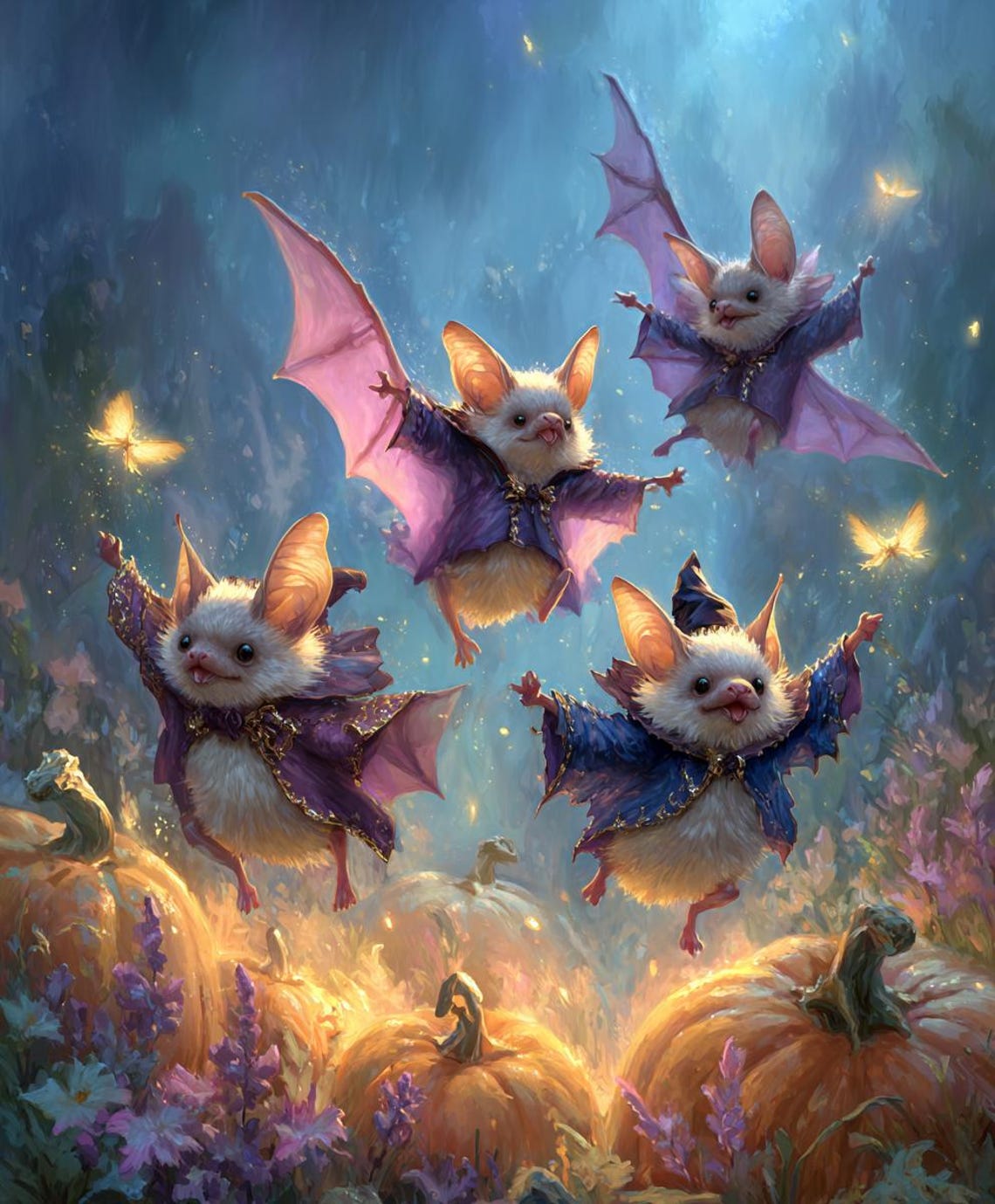 Cute Bat Witches DIY Diamond Painting Kit, Full Square and Round Drill ...