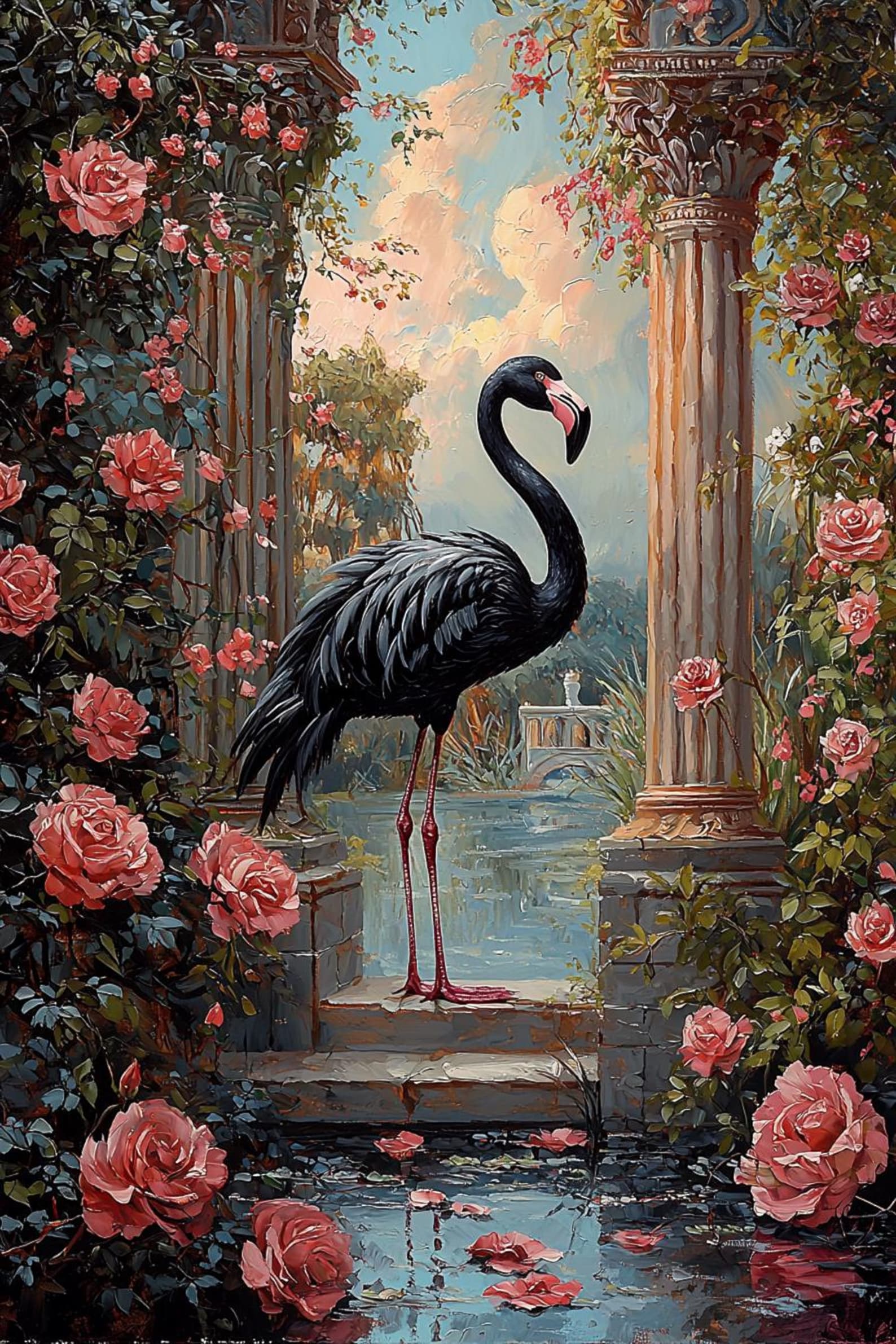 Black Flamingo DIY Diamond Painting Kit, Full Square and Round Drill ...