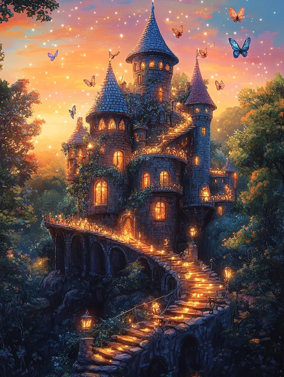 Cozy Fairy-tale Castle Diamond Painting Kit, Full Square and Round ...