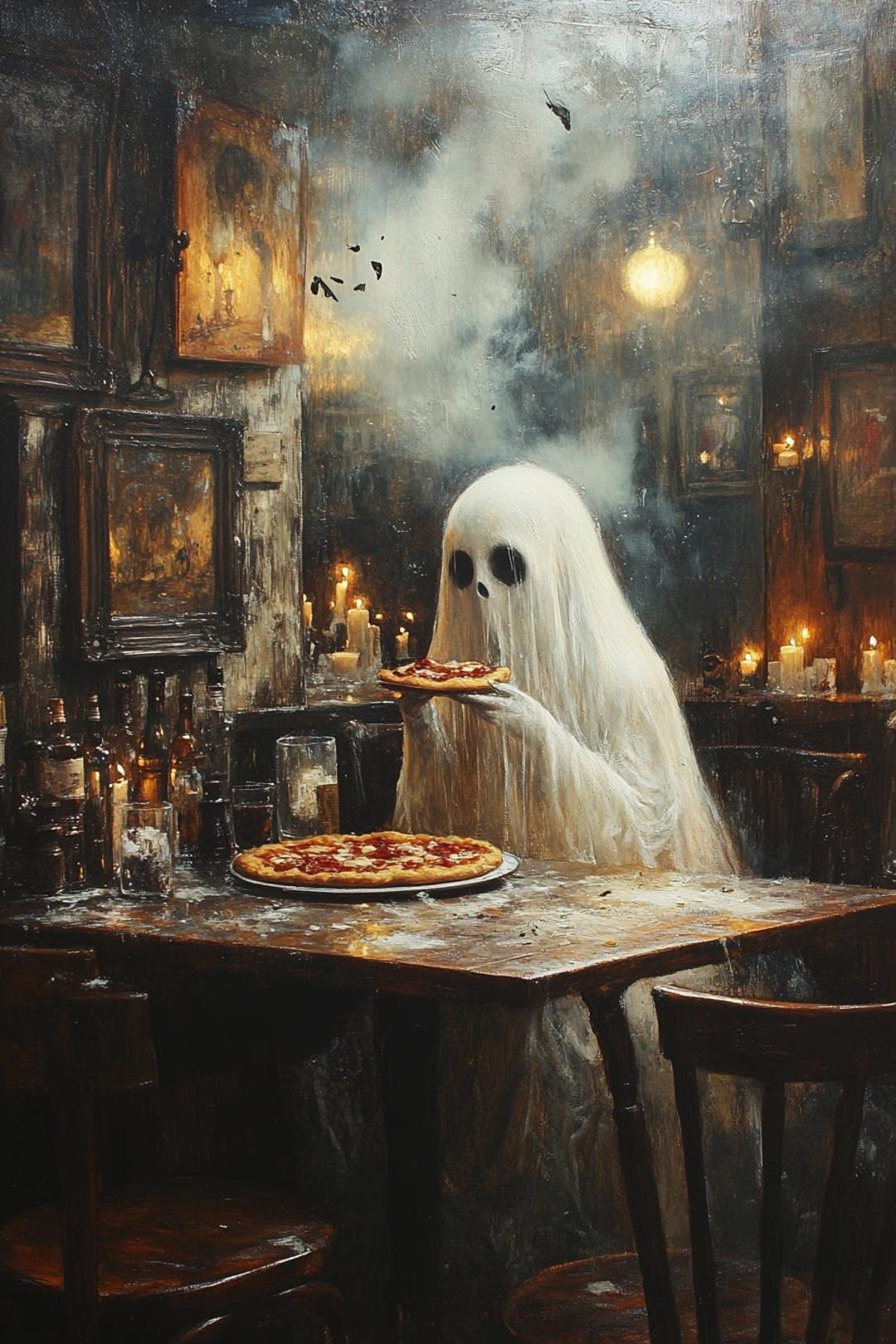 Ghost Eating Pizza DIY Diamond Painting Kit, Full Square and Round ...