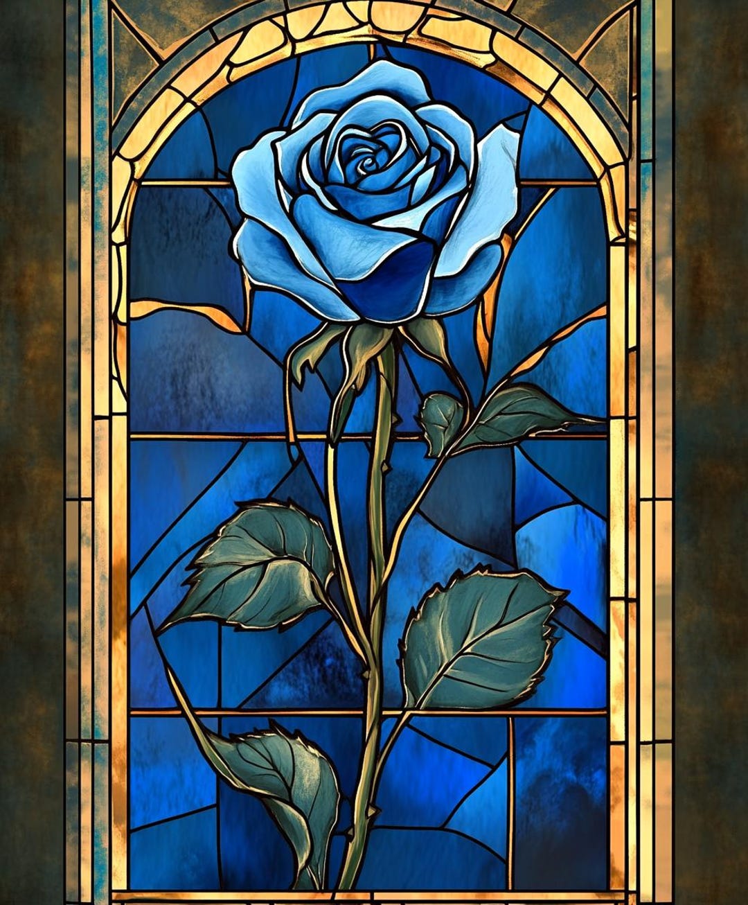 Stained Glass Blue Rose Diamond Painting Kit, Full Square and Round ...
