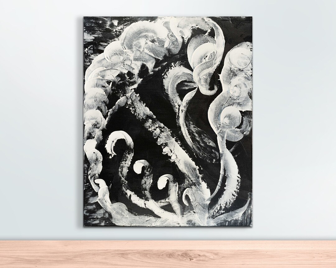 30 x 24 Dynamic Monochromatic Black & White - Etsy