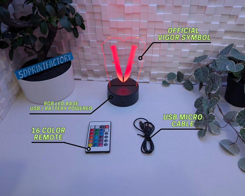 Official VIGOR Symbol LED Gaming Sign With RGB Remote - Etsy