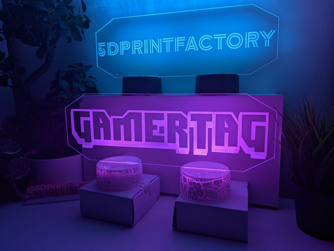 Personalized XL Gamertag Light Sign , Custom Gamer Tag Sign ...