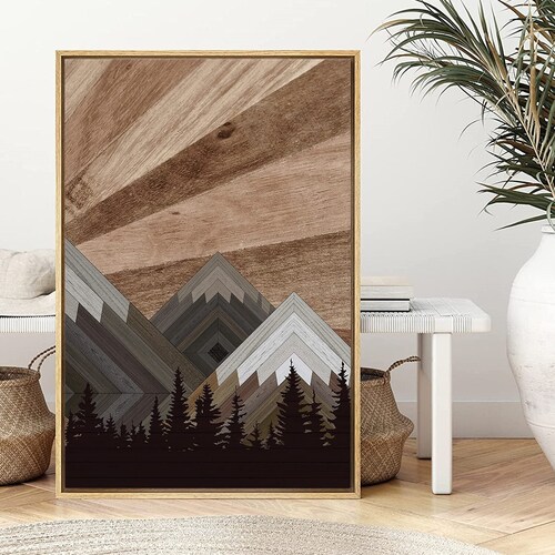 Mountain Wall Art Wood Wall Art Geometric Mountains - Etsy