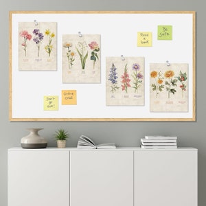 Framed Wall Art Set of 4 Birth Month Flower Prints Wildflower Botanical ...