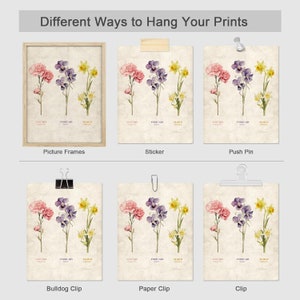 Framed Wall Art Set of 4 Birth Month Flower Prints Wildflower Botanical ...