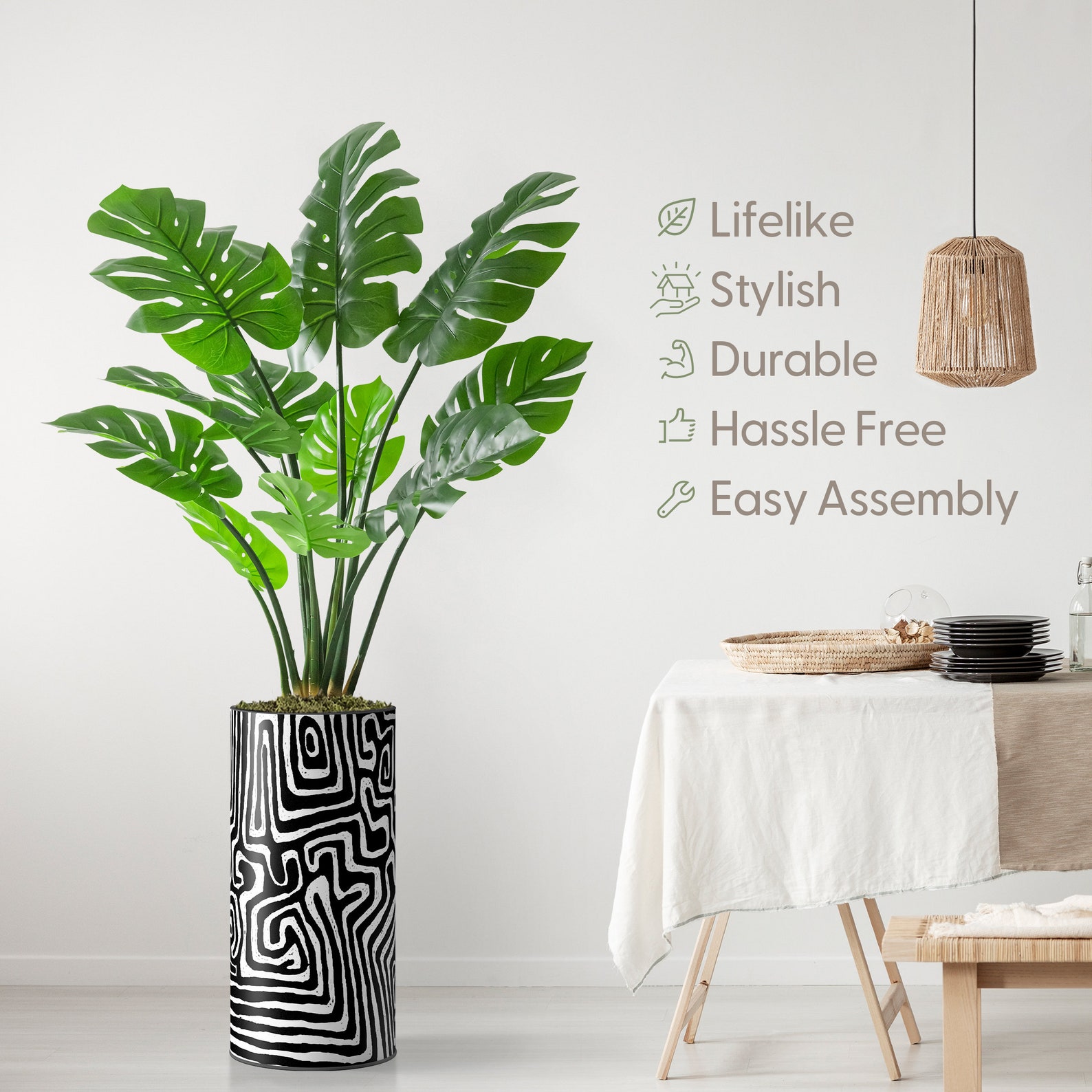 Artificial Tree in Modern Geometric Pattern Planter Fake - Etsy